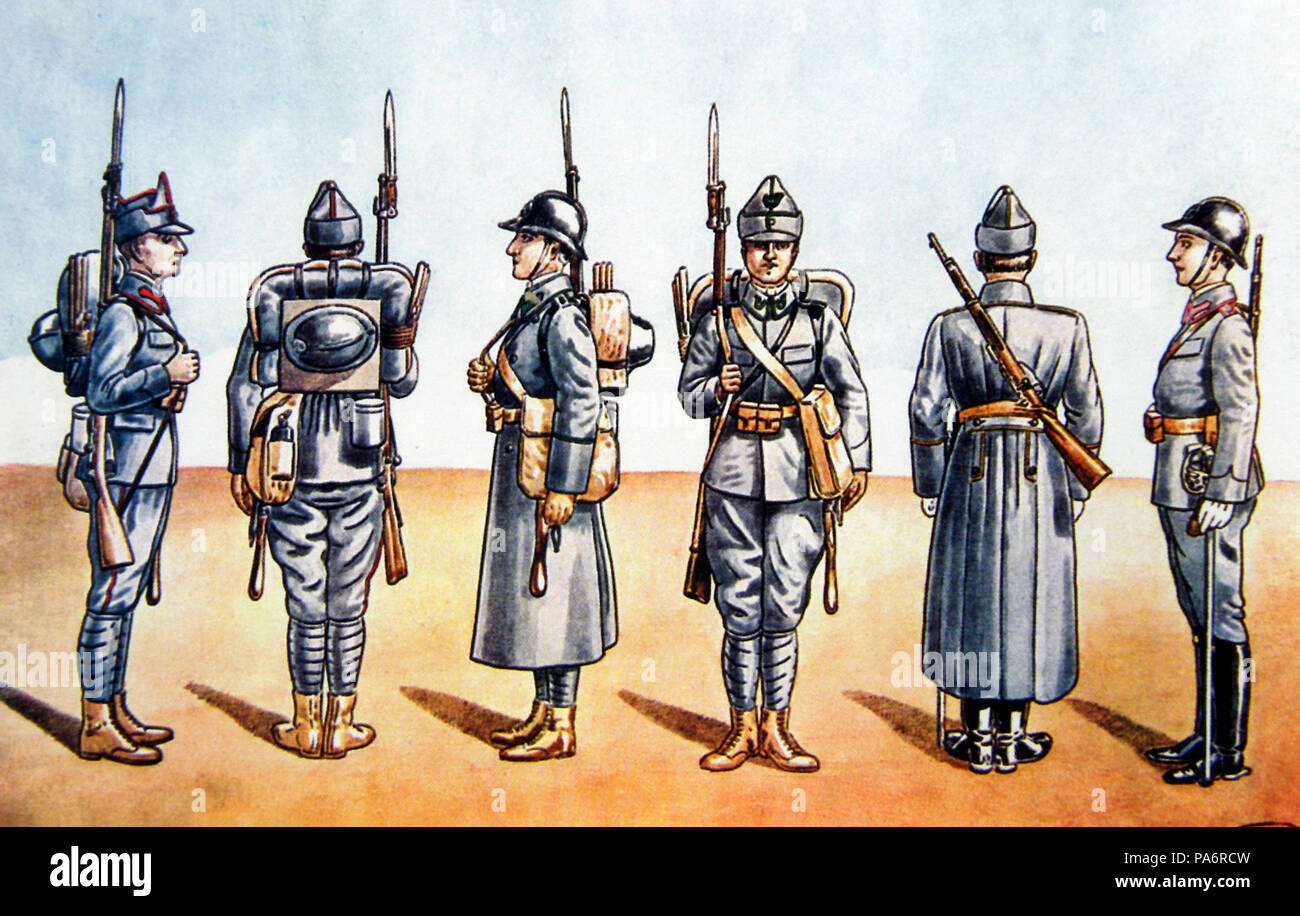 3 1916 - Armata Romaniei - Uniforme de de soldati si ofiteri din primul ...