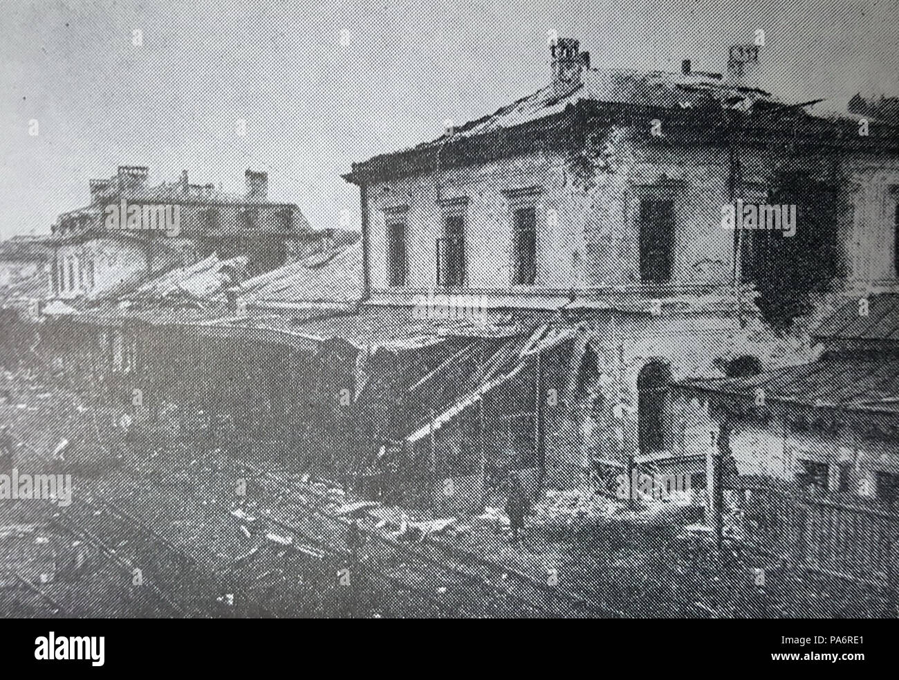 4 1916 - Gara Predeal distrusa de bombardamentul Puterilor Centrale ...