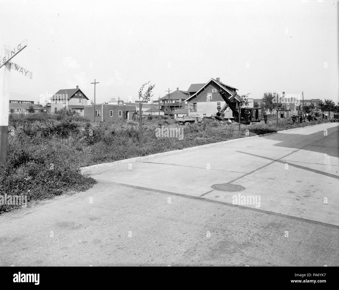 Building construction site excavation Black and White Stock Photos ...