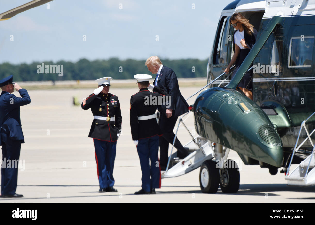 U.S. President Donald Trump and First Lady Melania Trump arrive at ...