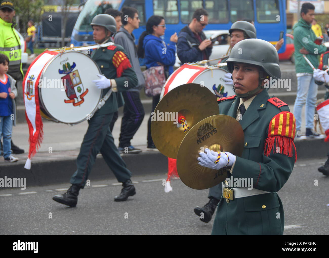 Bogota, Colombia.20 July 2018, Bogota, Colombia - Military band at the ...