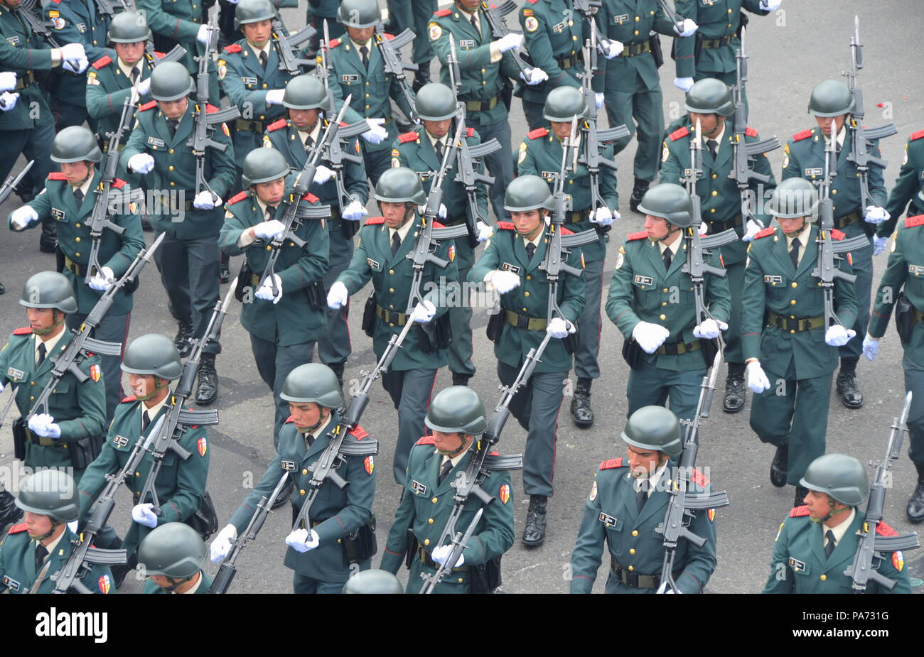 Bogota, Colombia.20 July 2018, Bogota, Colombia - Soldiers march past ...