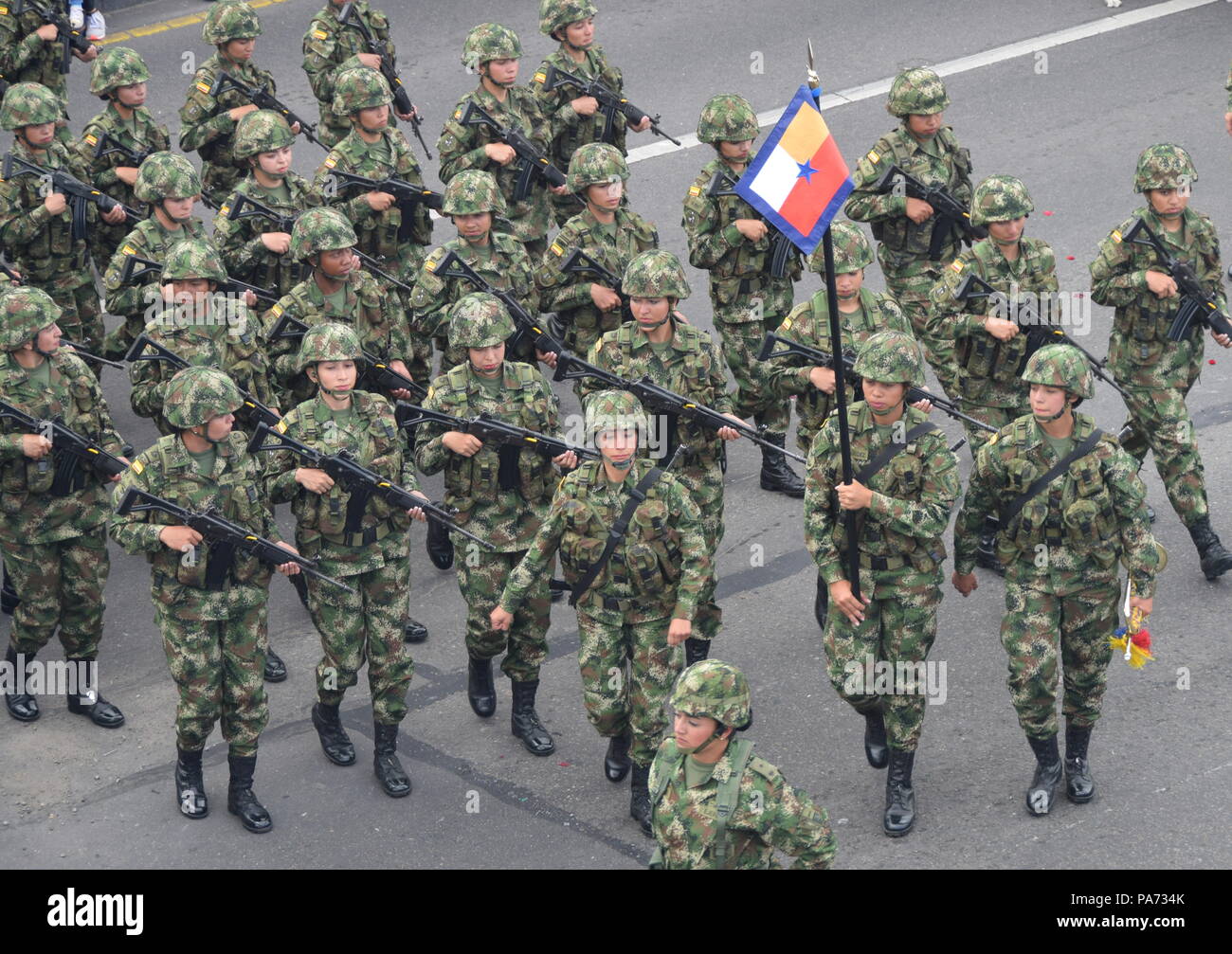 Bogota, Colombia.20 July 2018, Bogota, Colombia - Female soldiers march ...