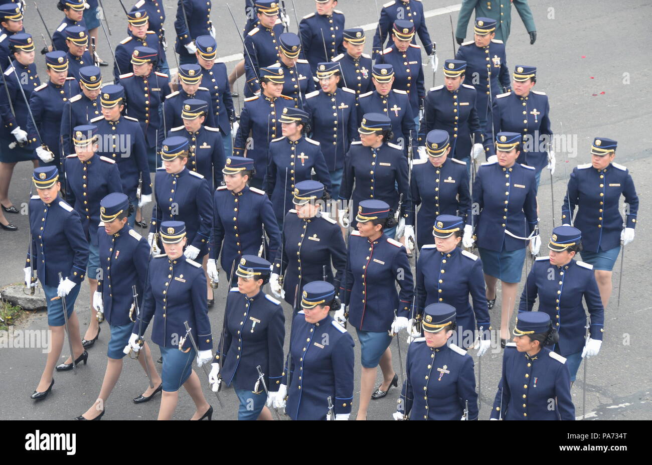 Bogota, Colombia.20 July 2018, Bogota, Colombia - Female soldiers march ...