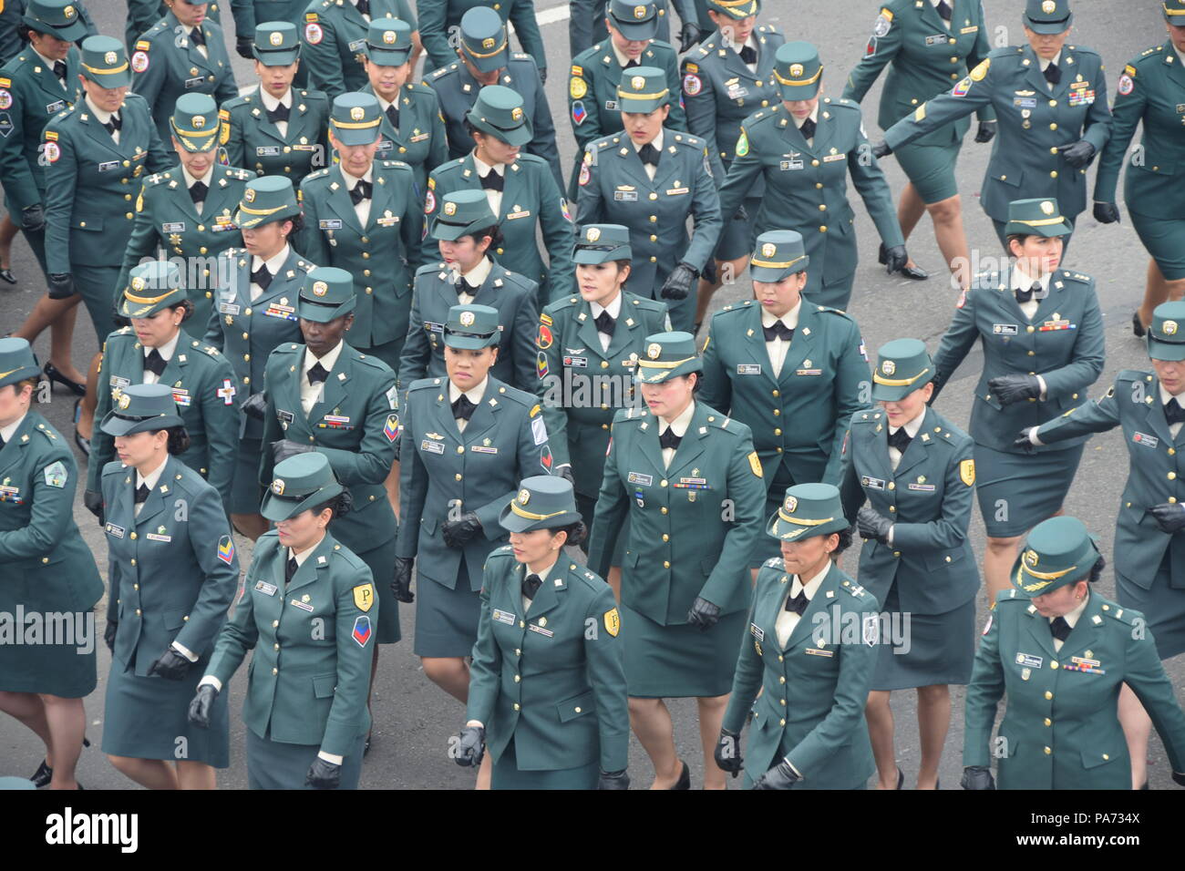 Bogota, Colombia.20 July 2018, Bogota, Colombia - Female soldiers march ...