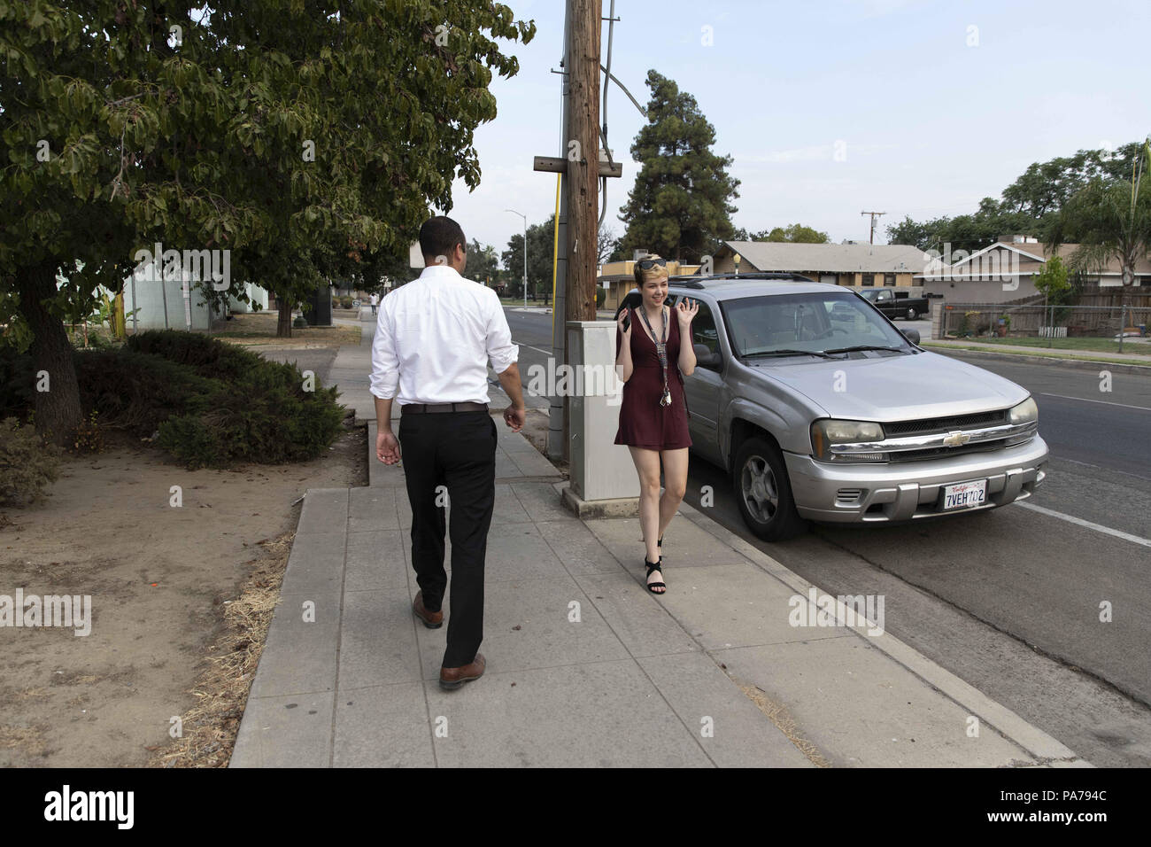 Visalia, California, USA. 18th July, 2018. A campaign staffer reacts as ...