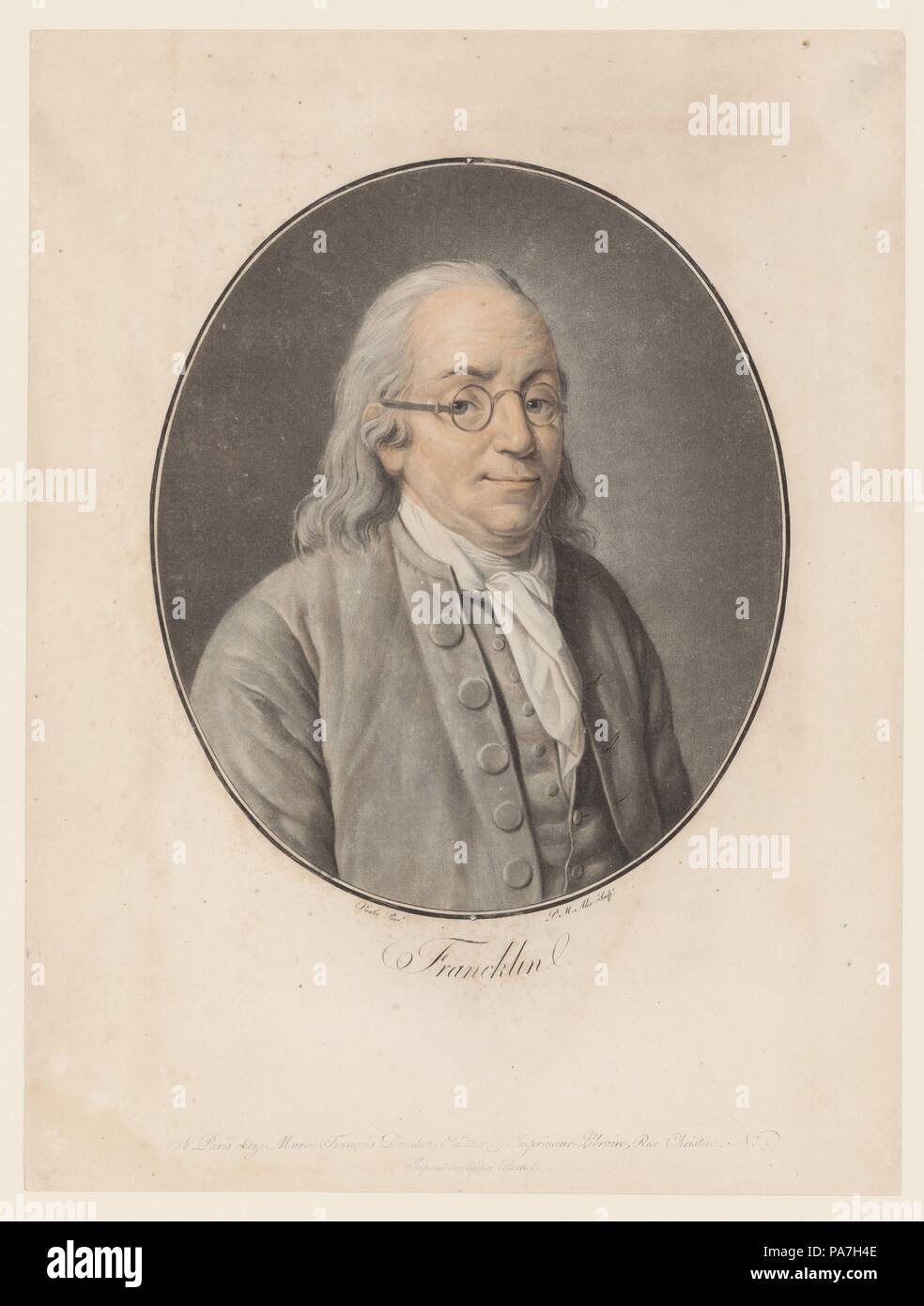 Portrait of Benjamin Franklin. Museum: PRIVATE COLLECTION Stock Photo ...
