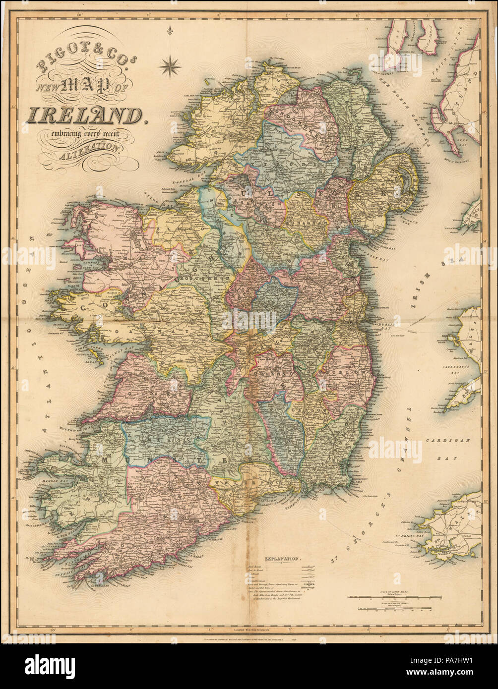 182 New Map of Ireland 1840 by Pigot & Co Stock Photo - Alamy