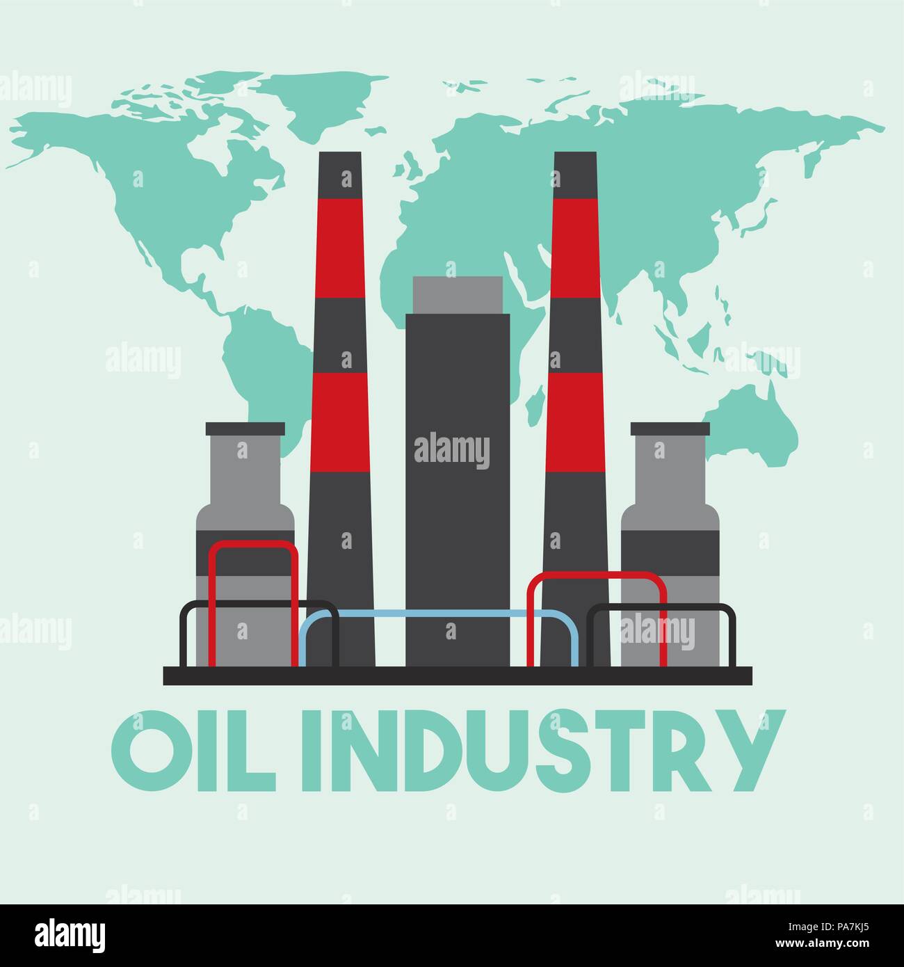 refinery manufacturing plant world map oil industry vector illustration ...