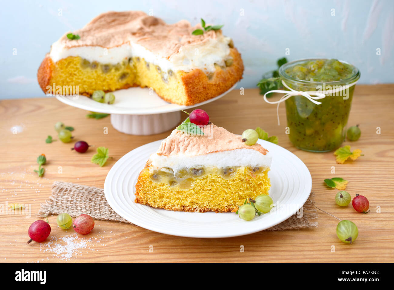 Gooseberry meringue cake Stock Photo - Alamy