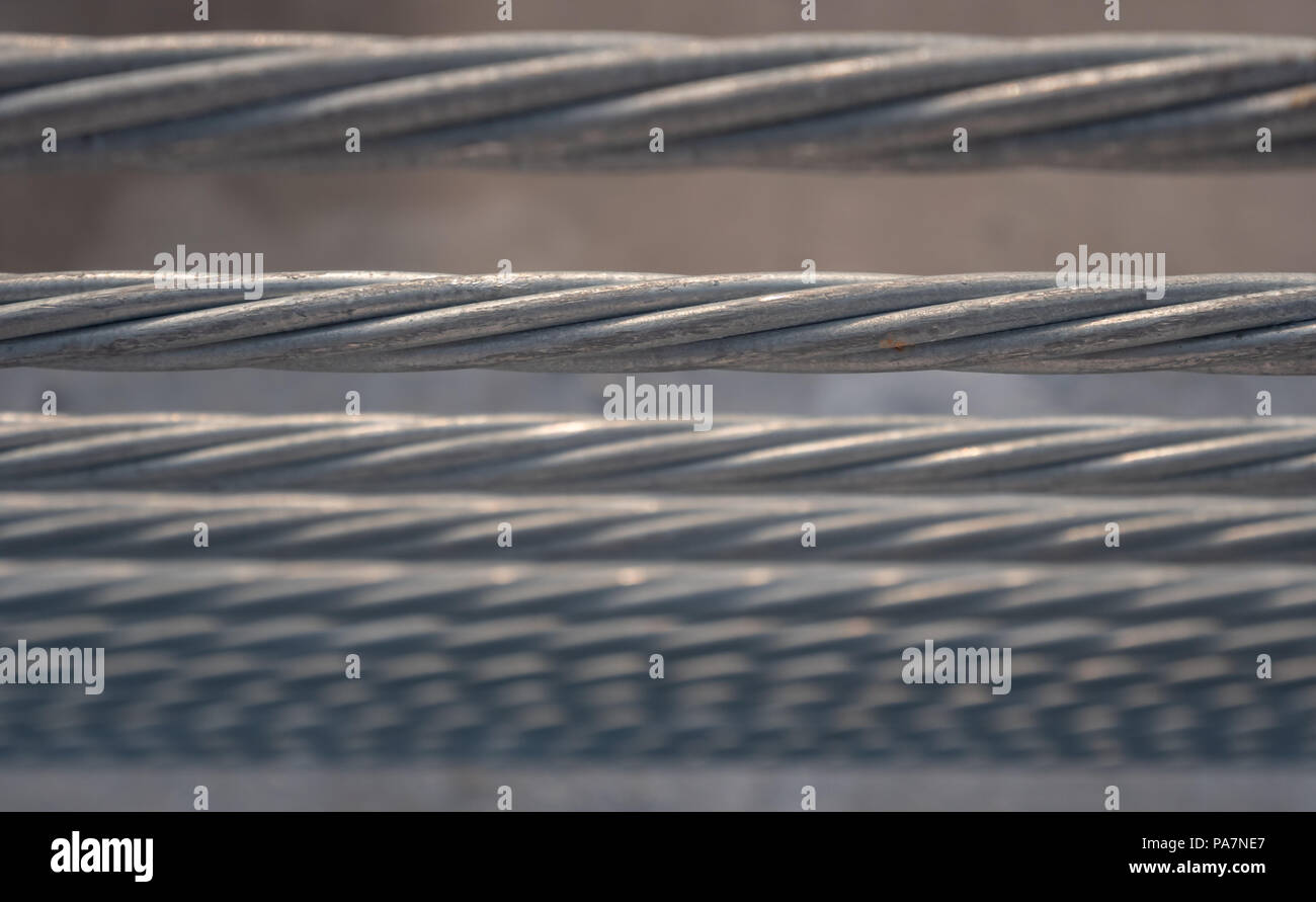 Metal Cables Arrange in Horizontal Pattern Stock Photo - Alamy