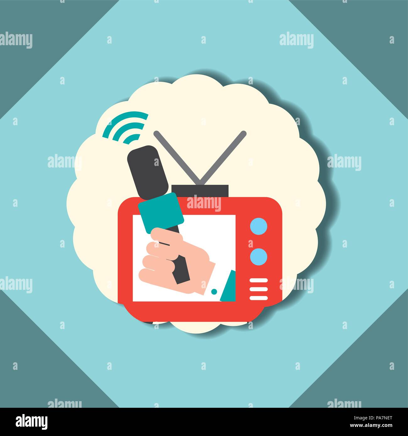 news communication label television interview vector illustration Stock ...