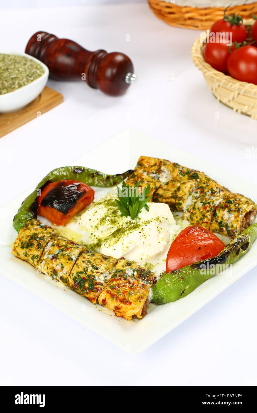 Turkish Food Beyti Kebap Stock Photo - Alamy