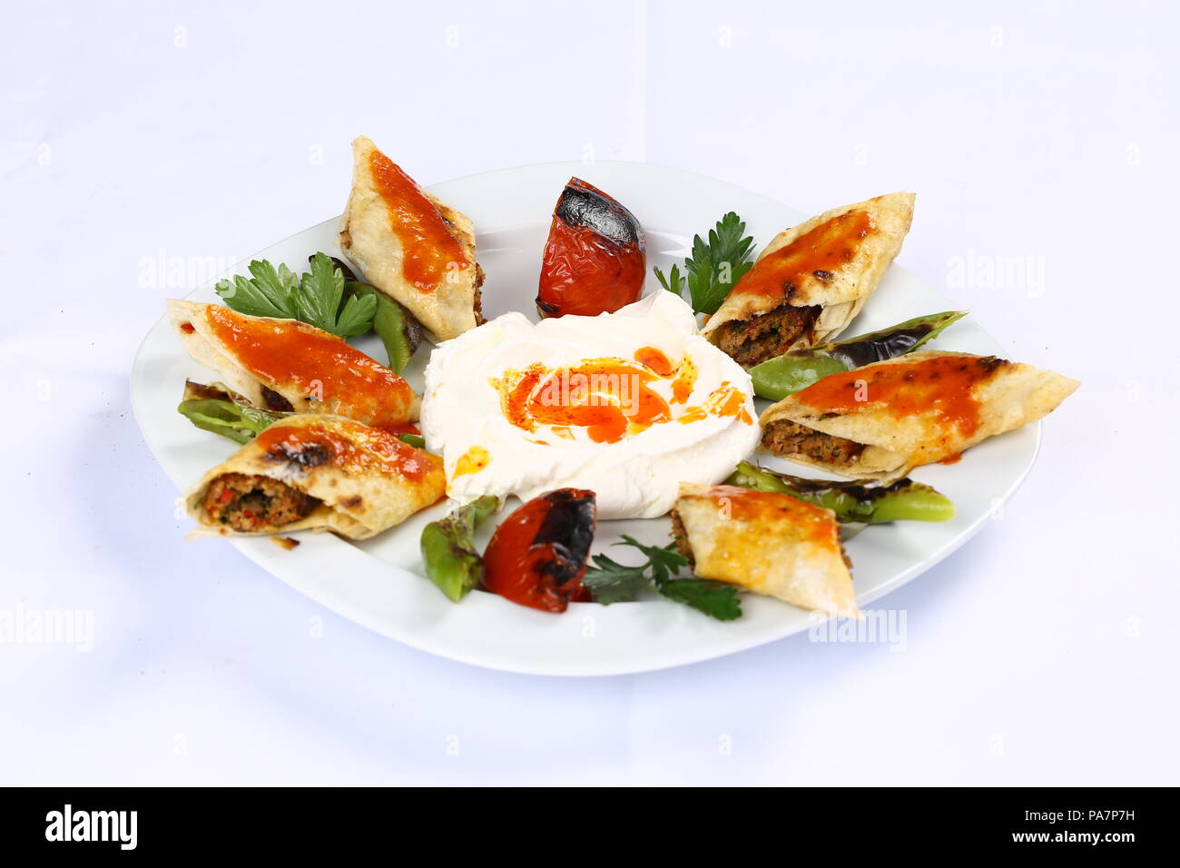 Turkish Food Beyti Kebap Stock Photo - Alamy