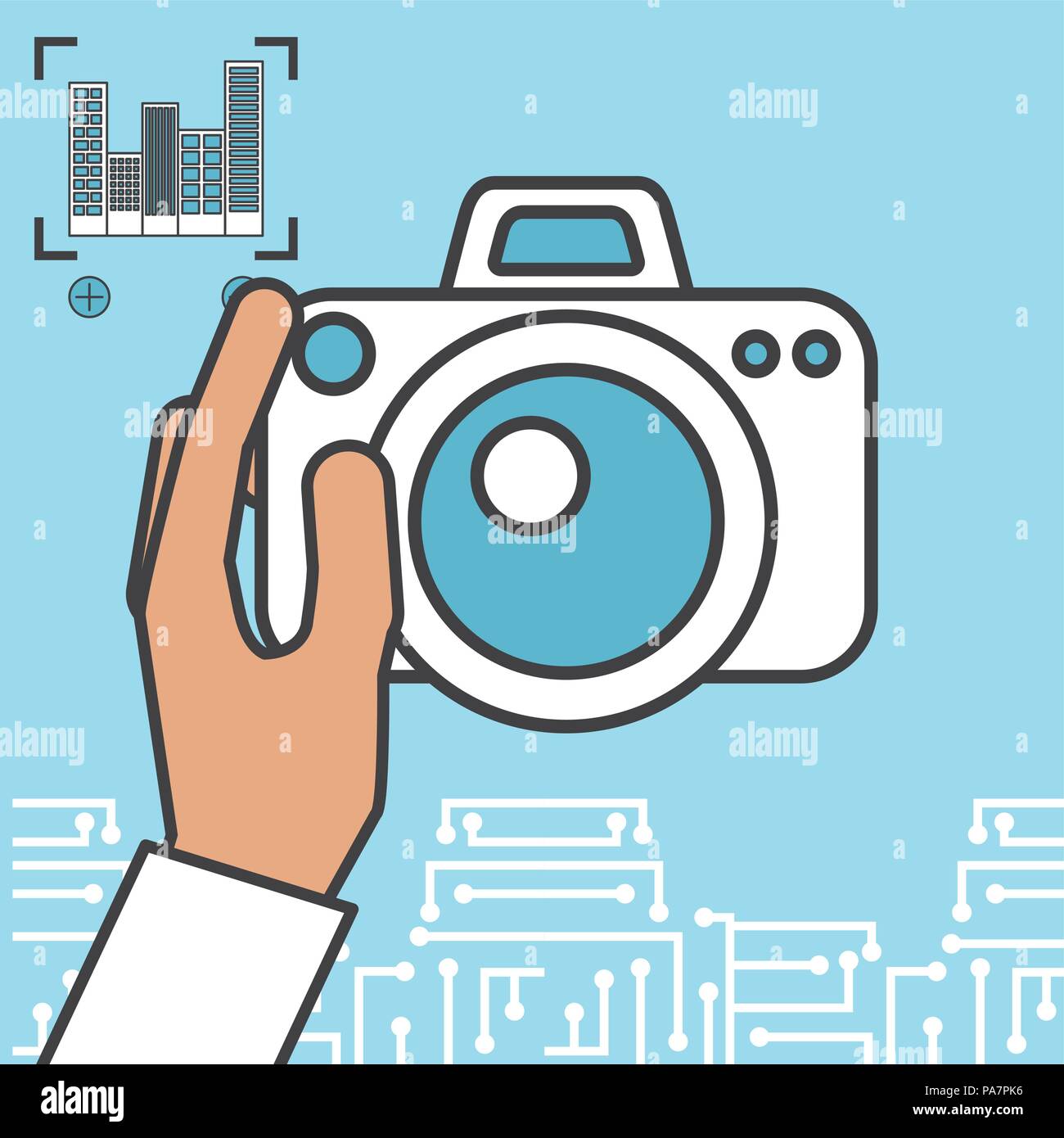 drone technology futuristic focus image hand holding camera vector ...