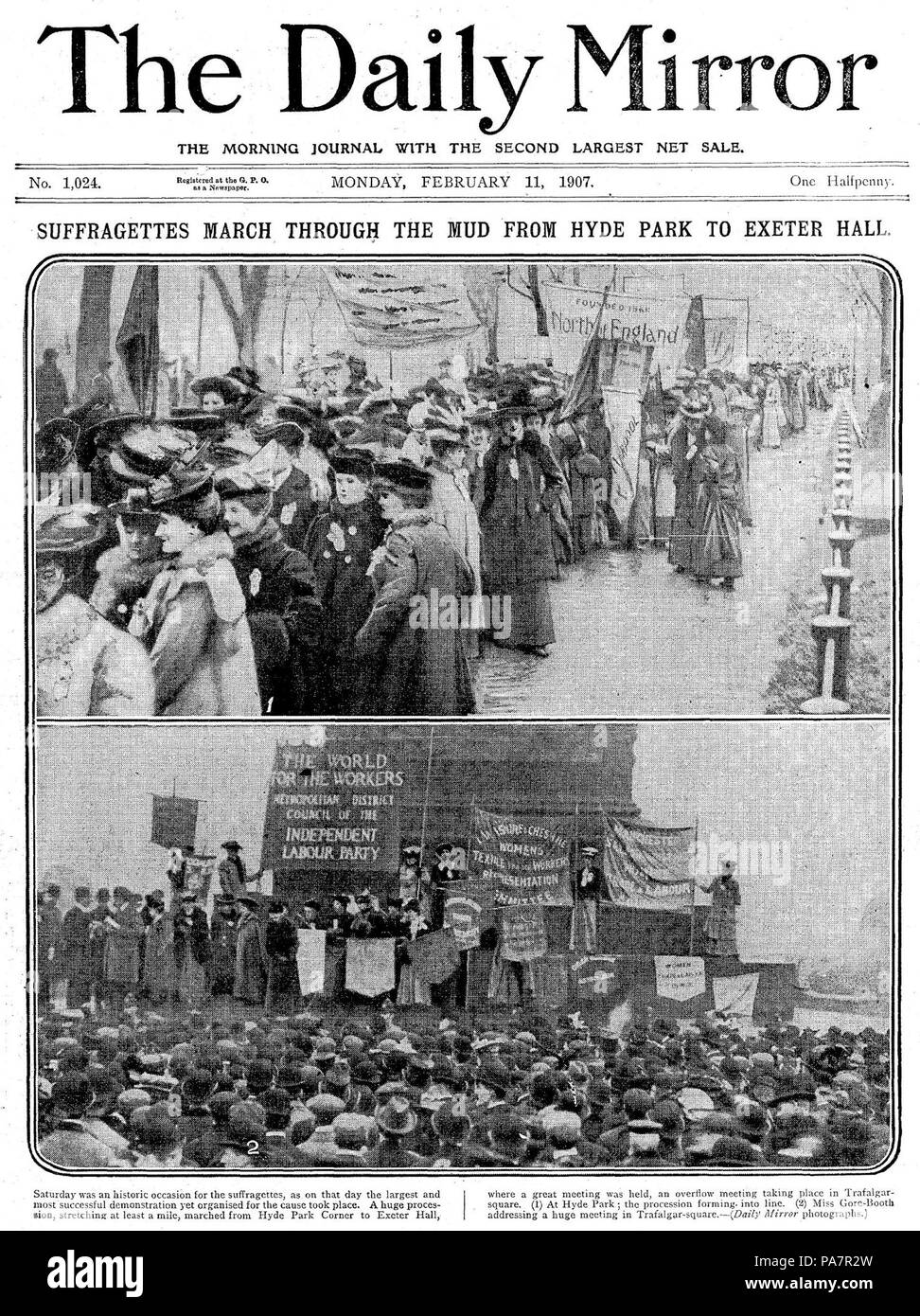 680 Front page of The Daily Mirror, reporting the Mud March Stock Photo ...