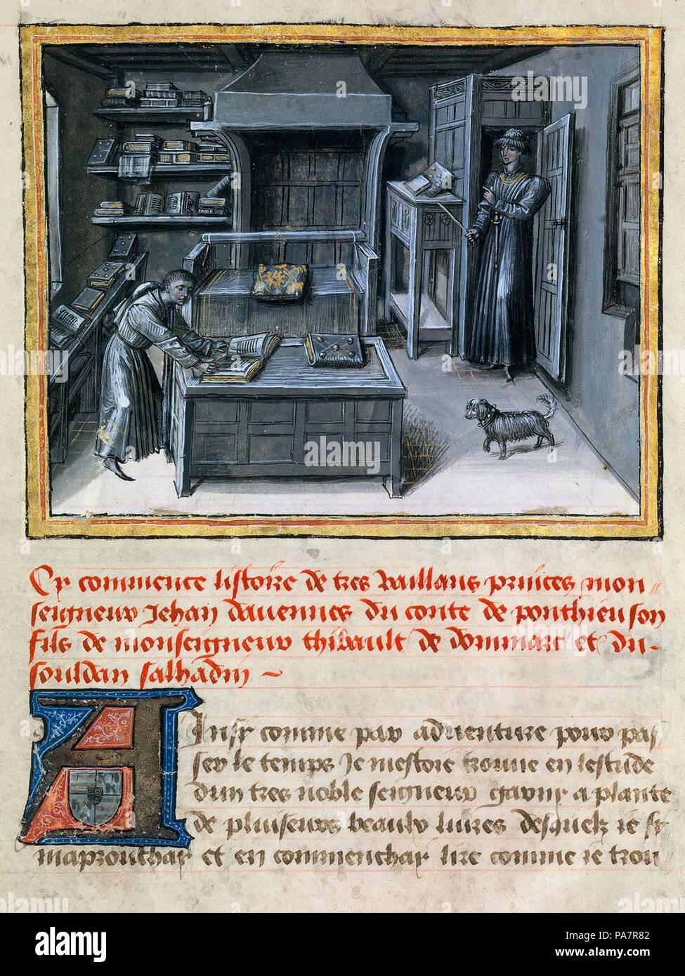 The translator reading the Latin text in the library. Museum ...