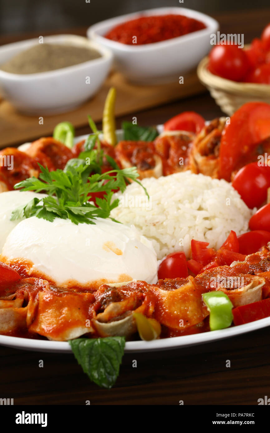 Turkish Food Beyti Kebap Stock Photo - Alamy