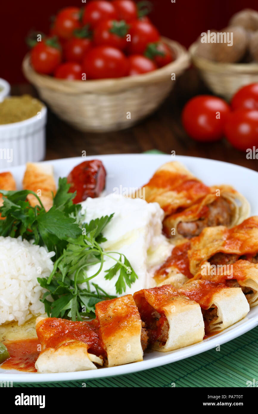 Turkish Food Beyti Kebap Stock Photo - Alamy