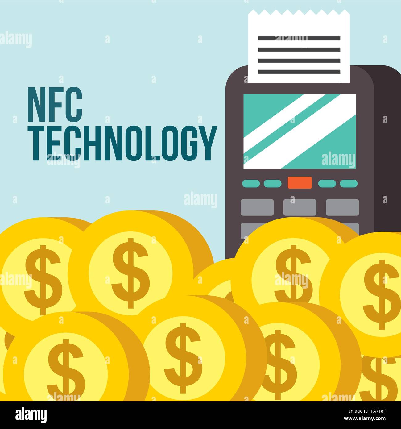 nfc payment technology coins money dataphone vector illustration Stock ...