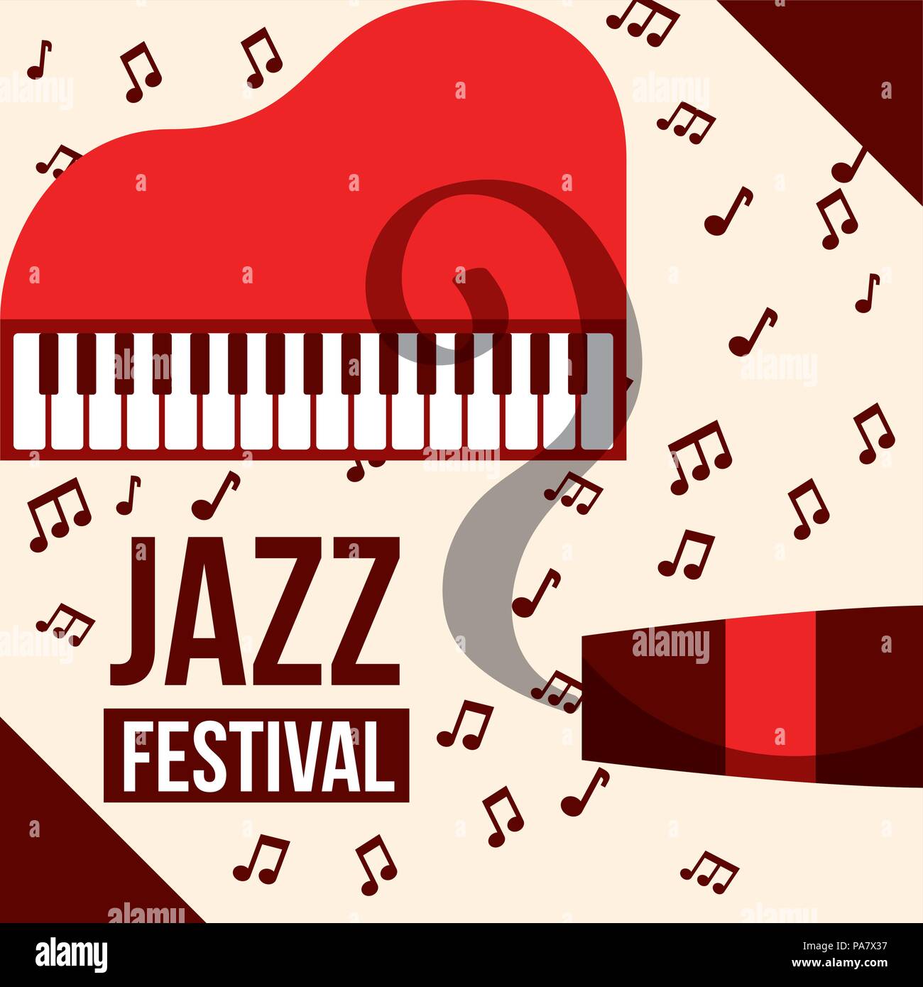 jazz festival instruments red piano tobacco music notes vector ...
