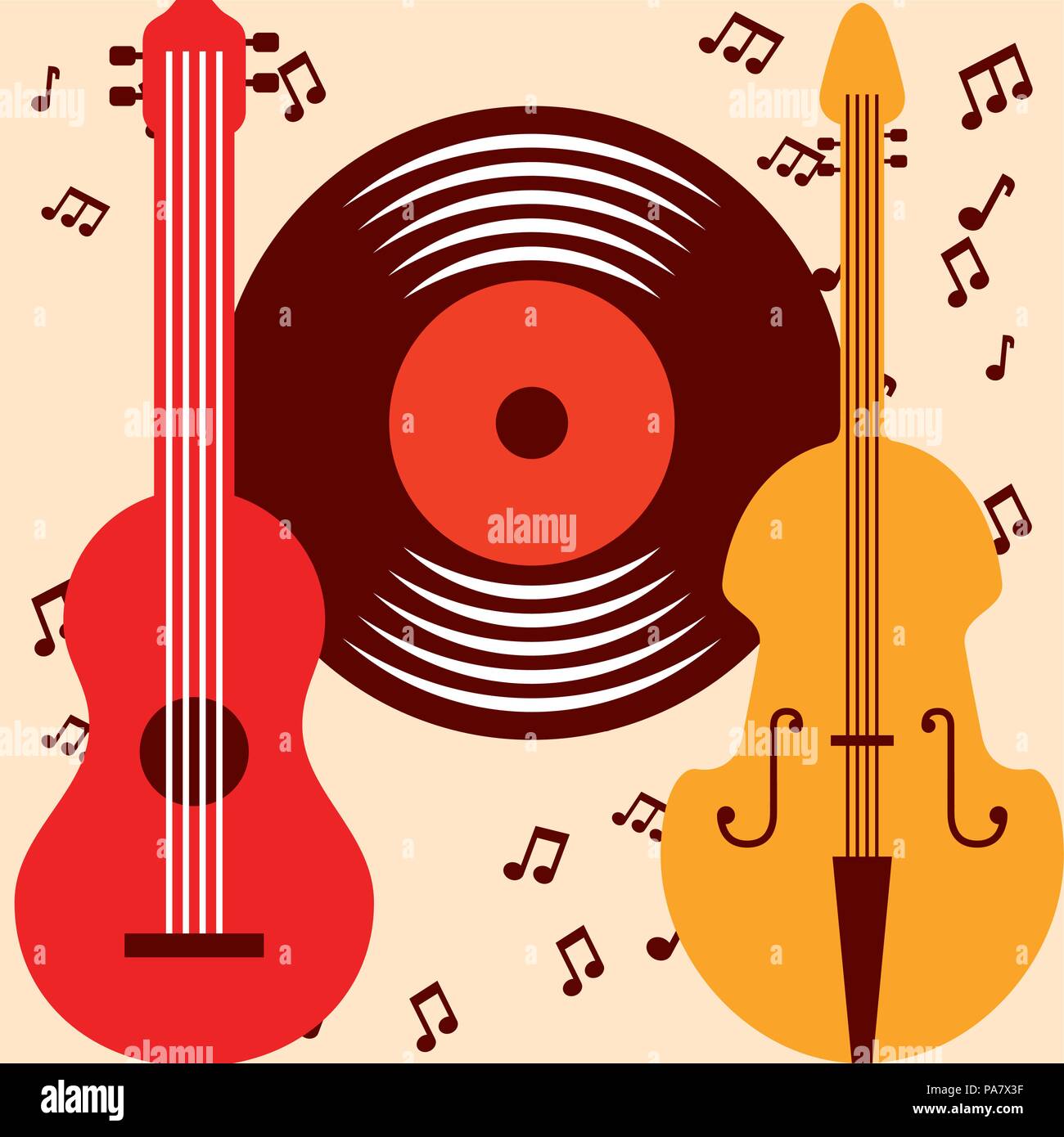 jazz festival colors guitar cello disk music vector illustration Stock ...