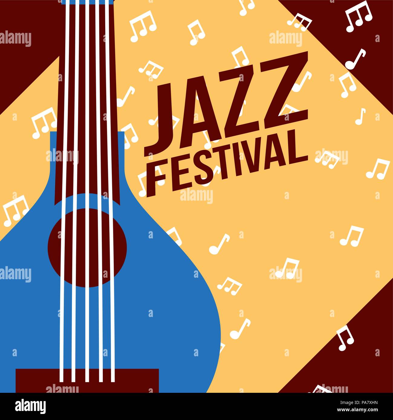 jazz festival instruments blue banjo frame music figures vector ...