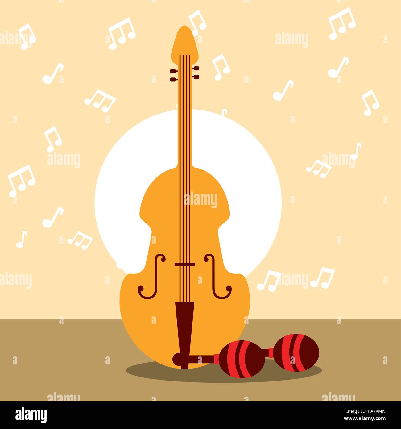 jazz festival instruments cello maracas music play vector illustration ...