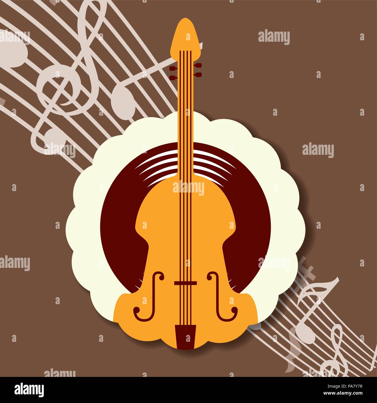 jazz festival instruments music notes label cello vector illustration ...