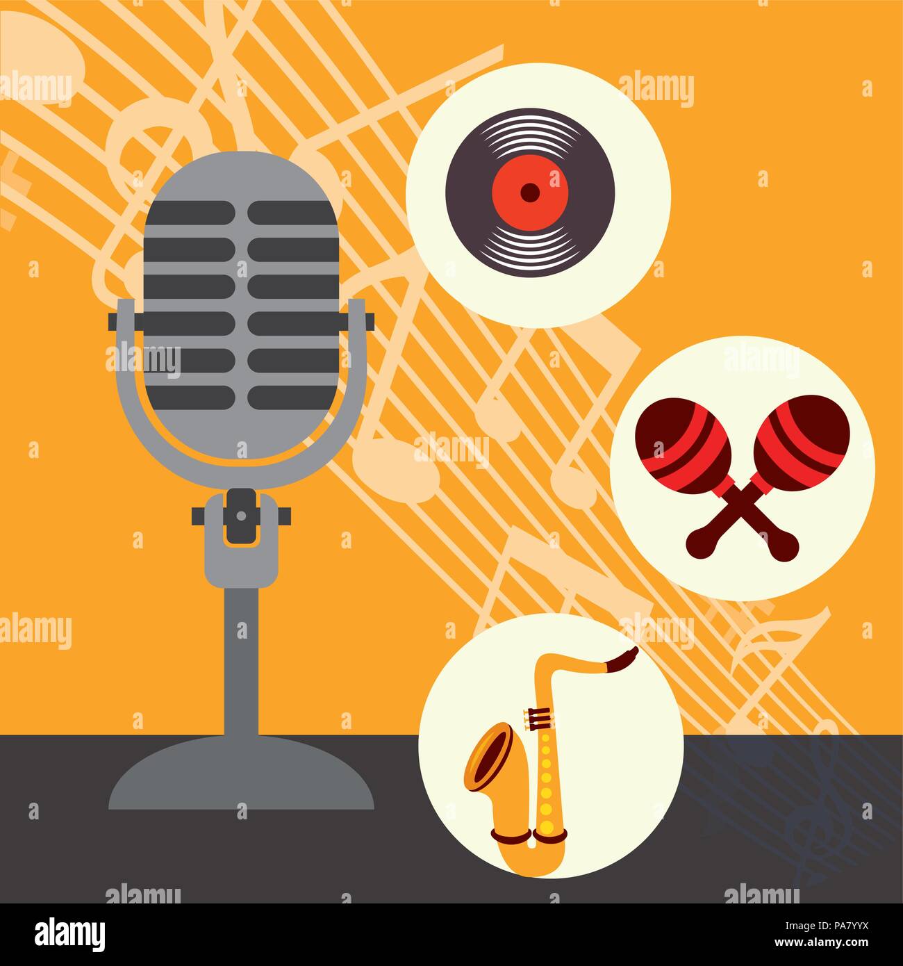 jazz festival instruments microphone stickers maracas saxophone disk ...