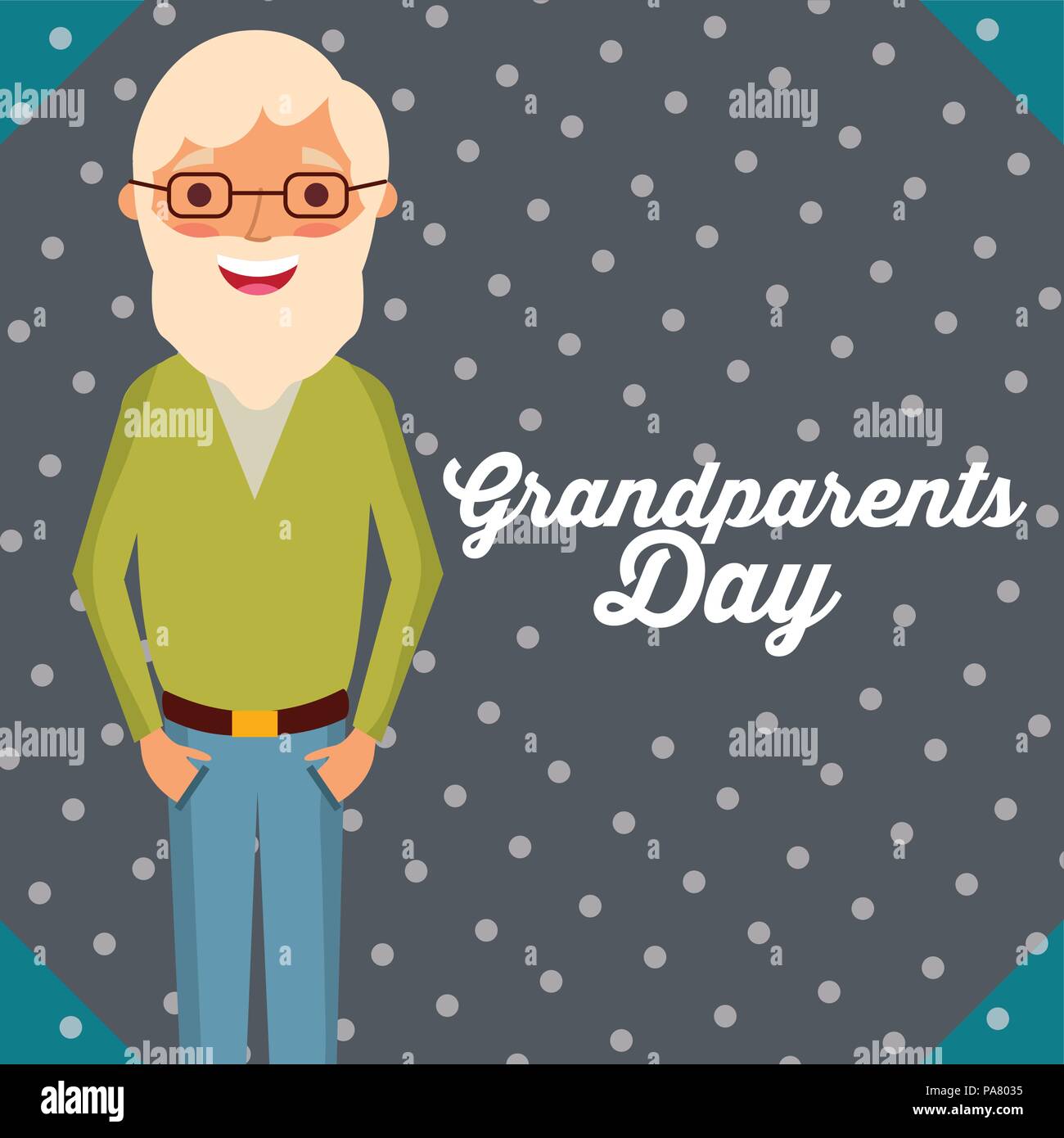 grandparents day dotted background old grandfather with white beard ...