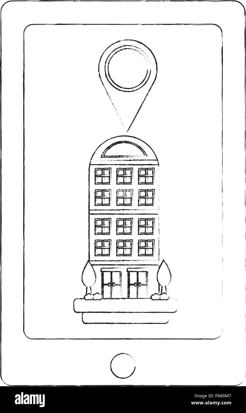 tablet device with building structure and pin location vector ...