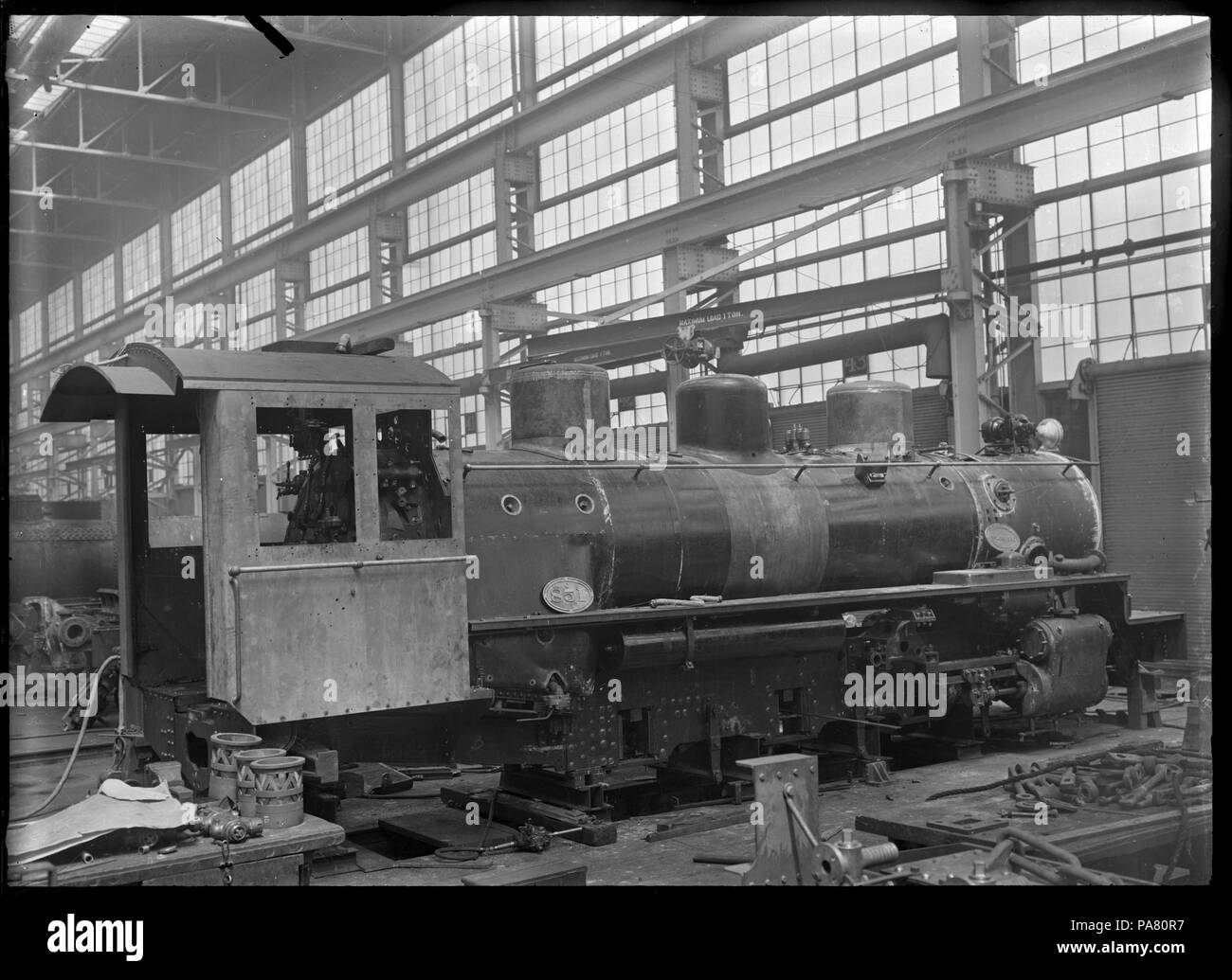 New steam locomotive construction Black and White Stock Photos & Images ...