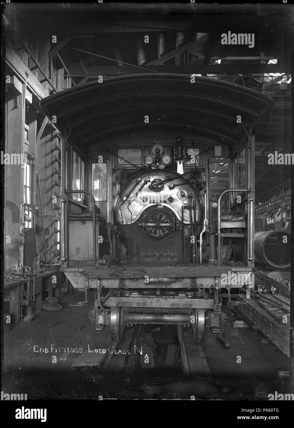 Steam locomotive cab Black and White Stock Photos & Images - Alamy