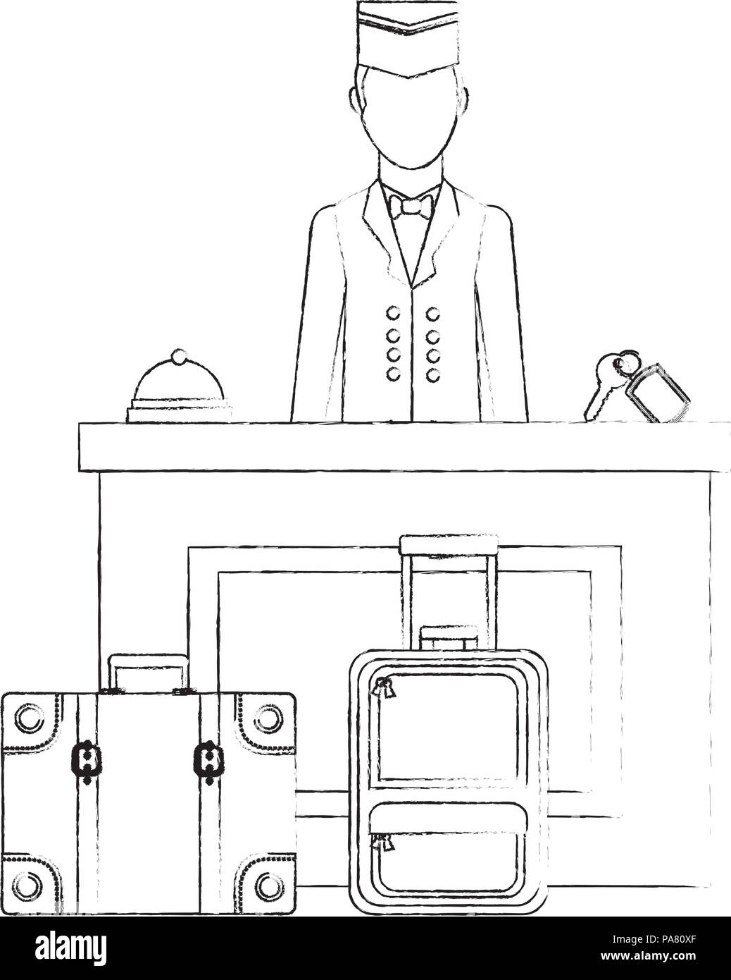 hotel reception with bellboy vector illustration design Stock Vector ...