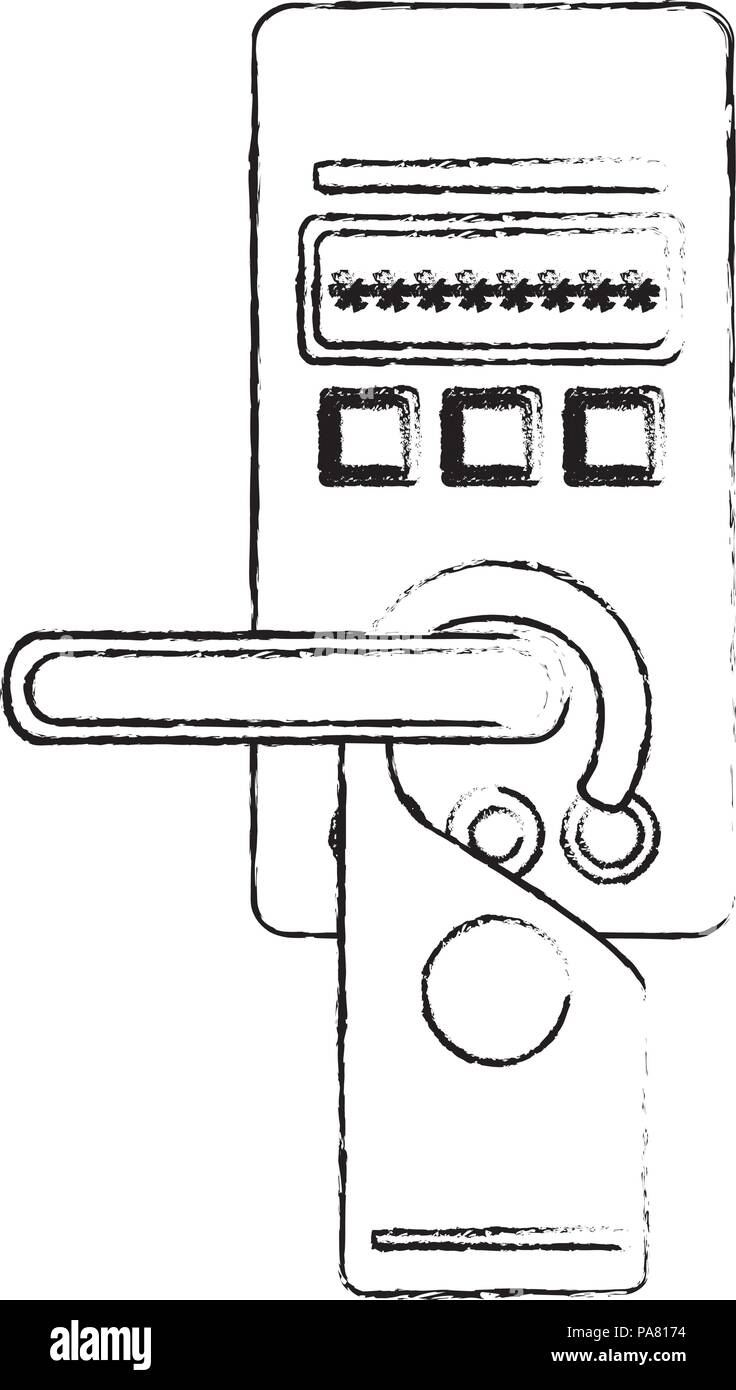 access digital door panel with hotel label hanging vector illustration ...