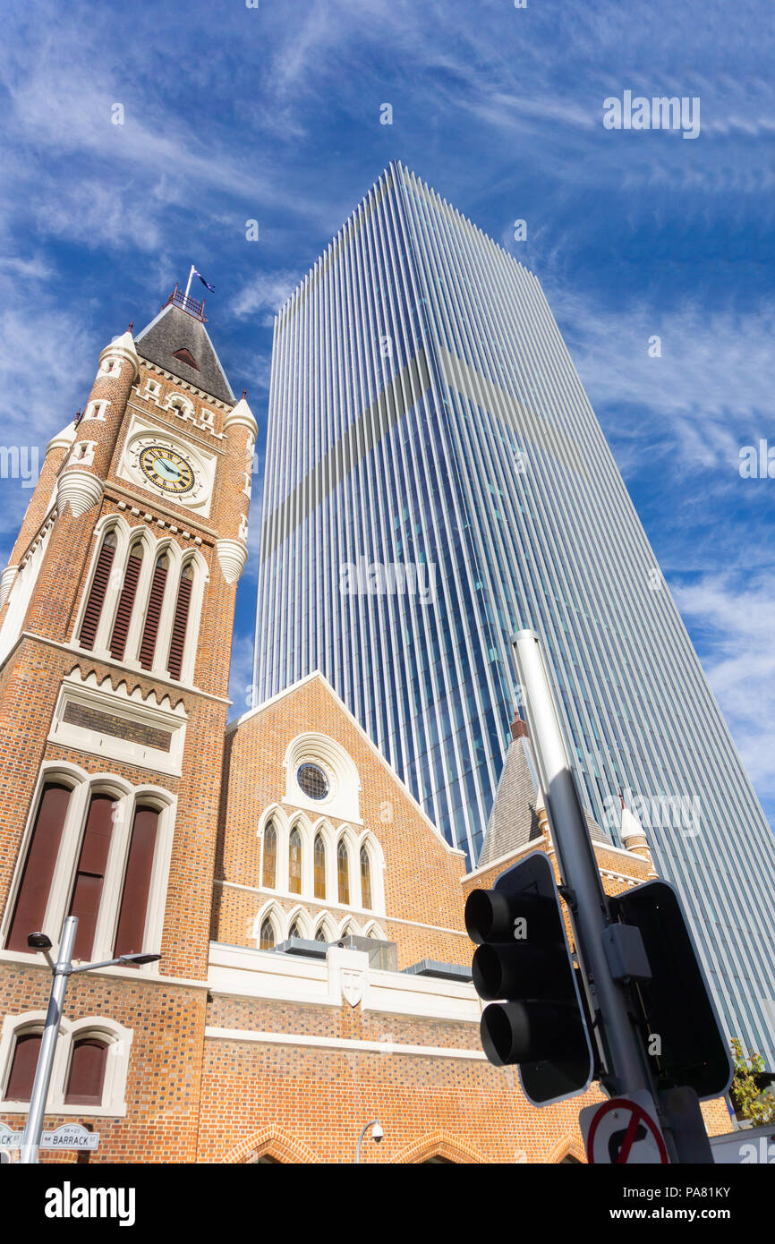 PERTH AUSTRALIA - MAY 30 2018; Contrasting modern architecture of ...