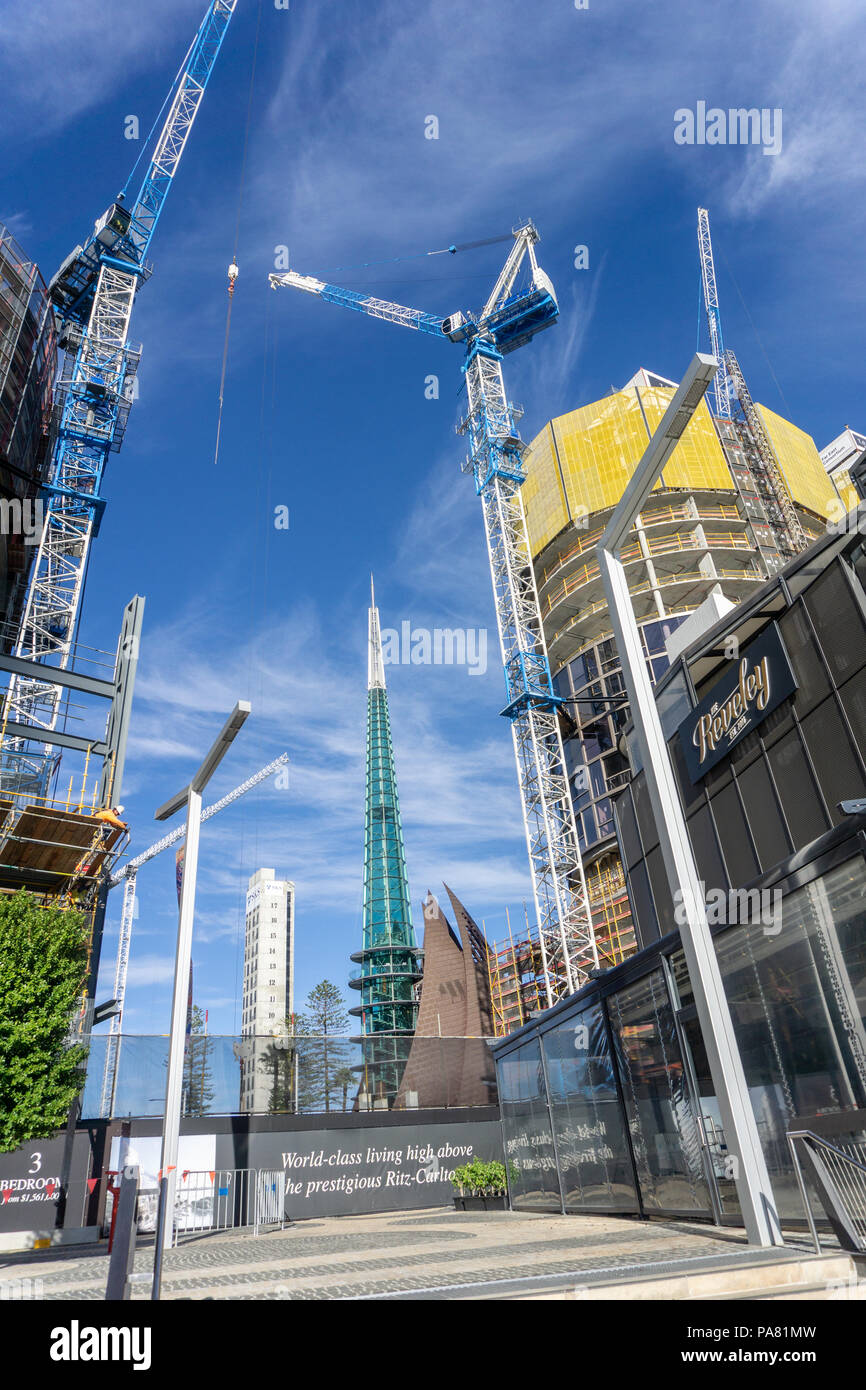 PERTH AUSTRALIA - MAY 30 2018; Modern urban city skyline rises around ...