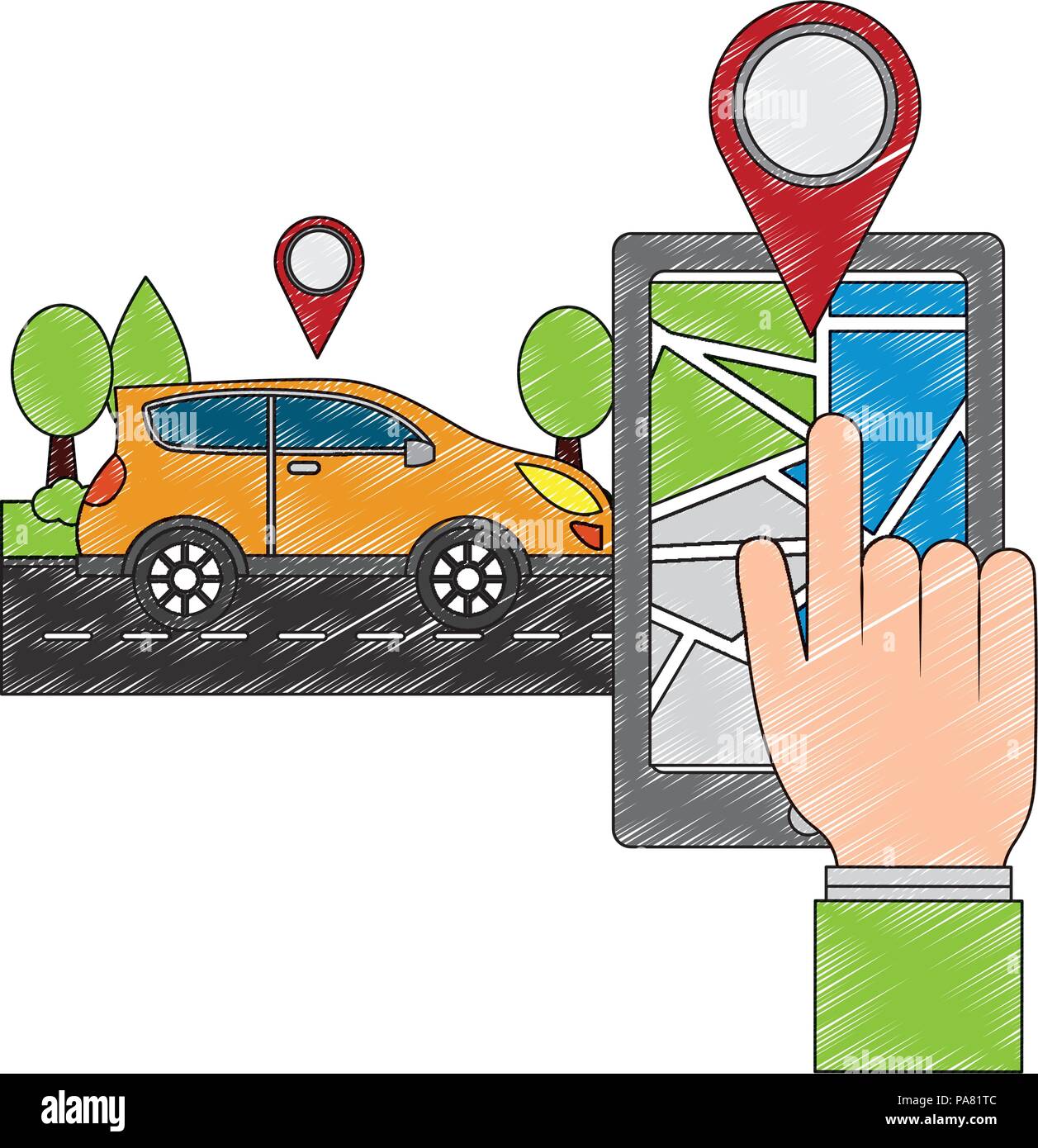 smartphone with gps application vector illustration design Stock Vector ...