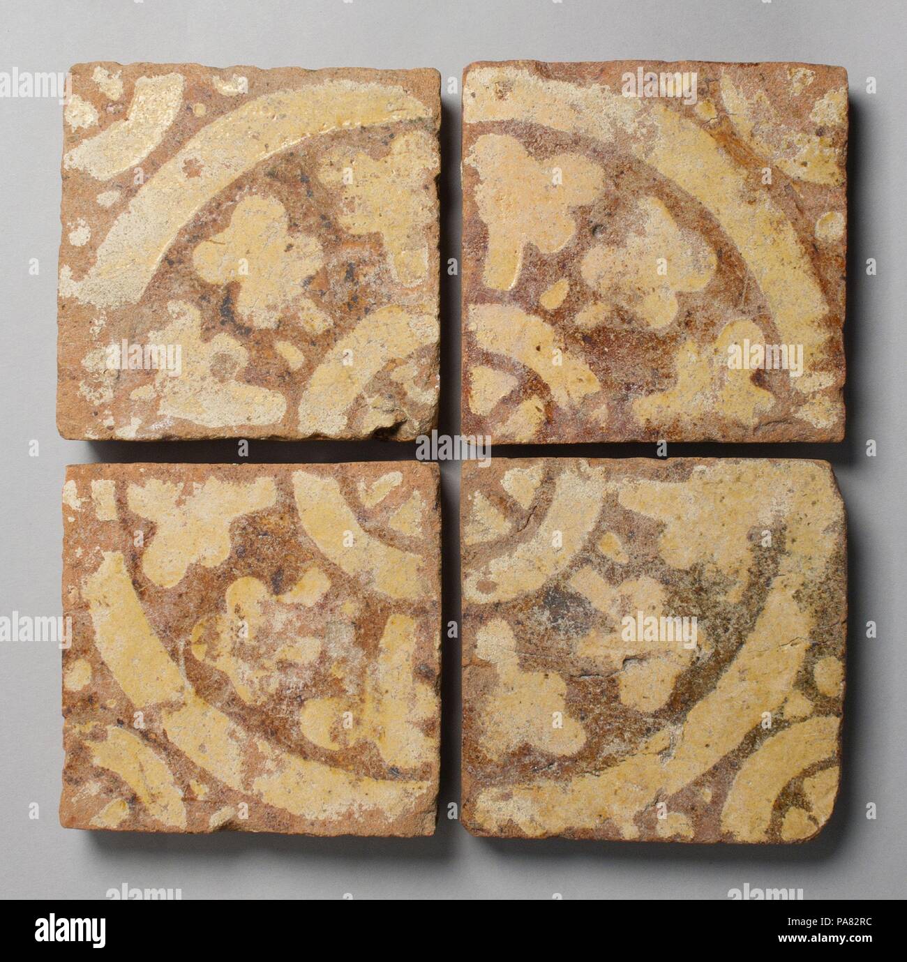 Four Two-Colored Tiles. Culture: British. Dimensions: Overall (each ...