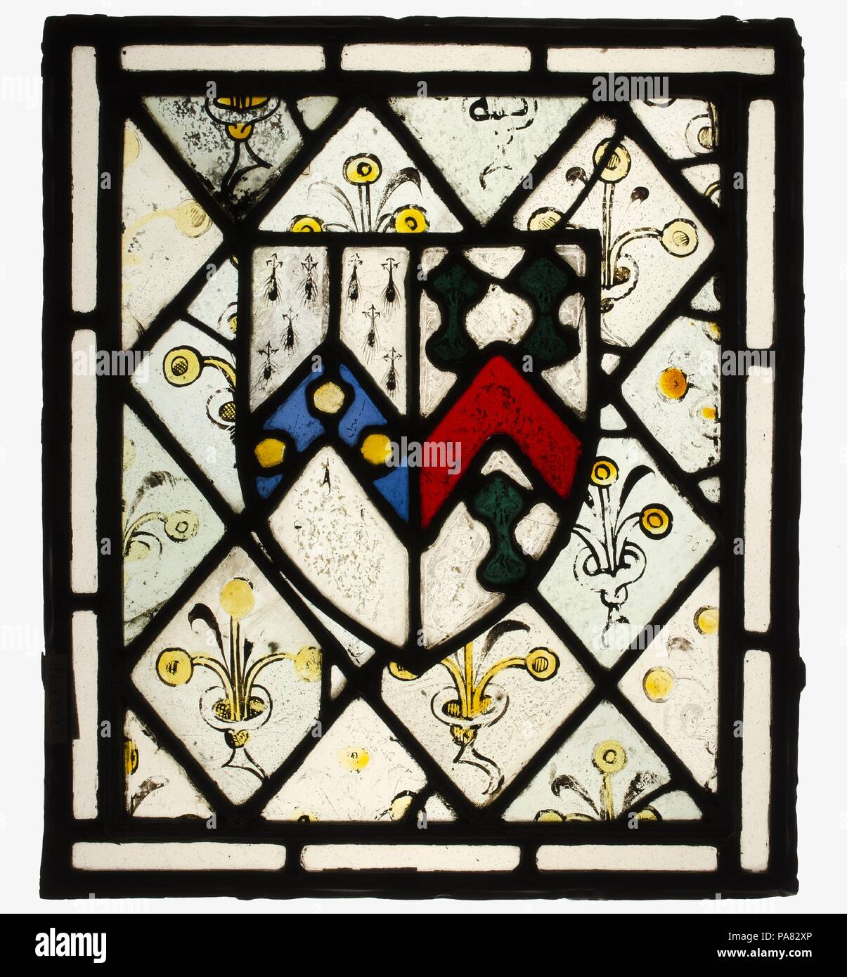 Panel with Heraldic Shield of Johnson. Culture: British. Dimensions: 14 ...