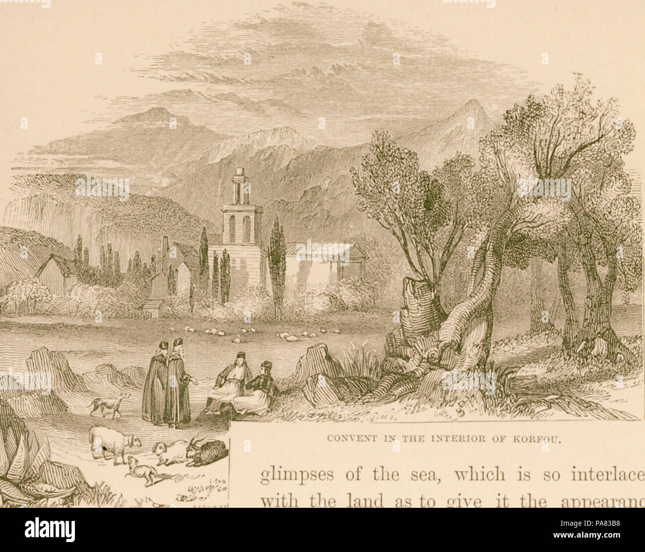 55 Convent in the Interior of Corfu - from a sketch by Purser ...