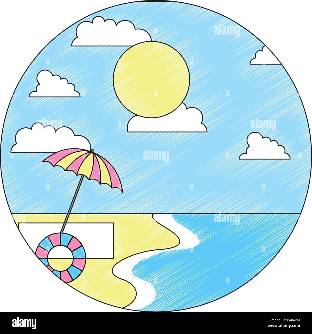 Seaside Beautiful Scenery Cartoon Vector High Resolution Stock ...