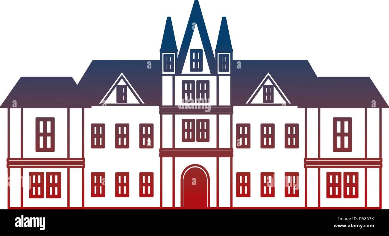 edinburgh castle united kingdom architecture vector illustration neon ...