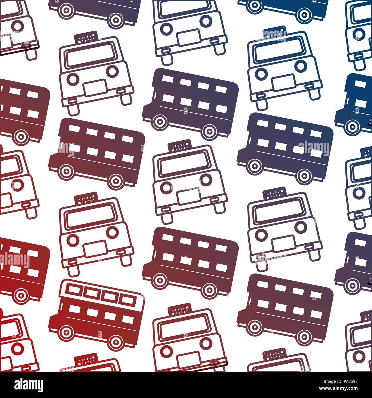 english taxi and double decker bus pattern vector illustration neon ...