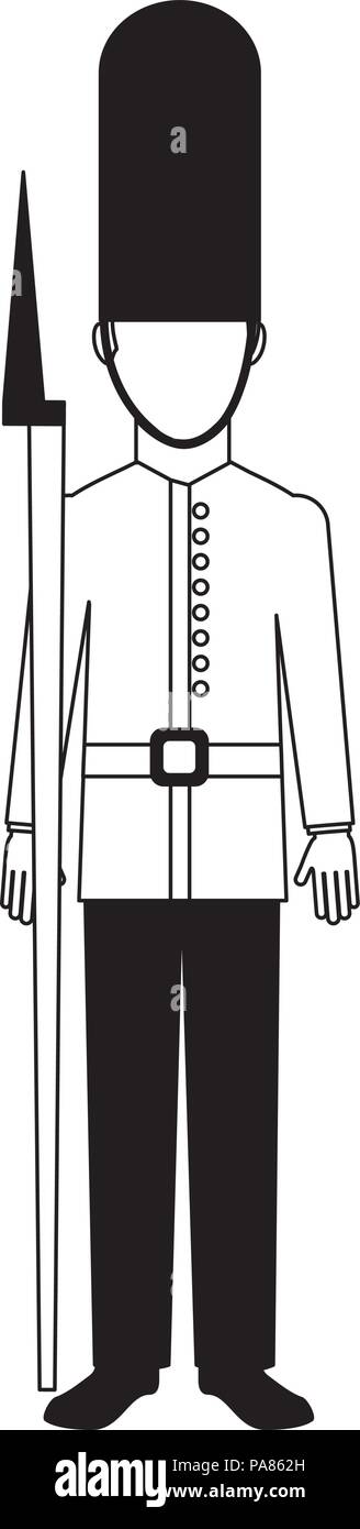 royal british guard with bearskin hat and weapon vector illustration ...