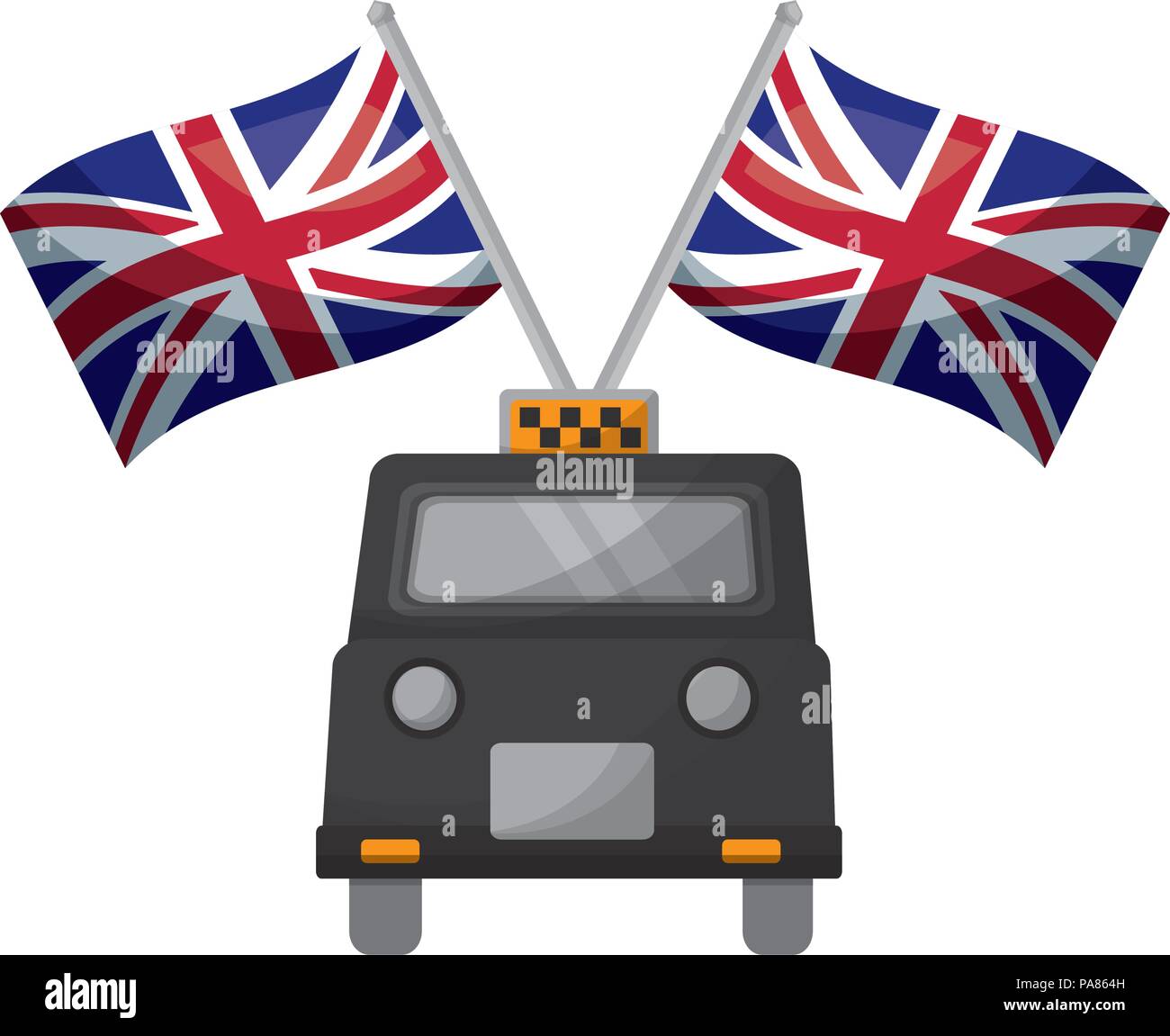 classic taxi with flags of great britain vector illustration design ...