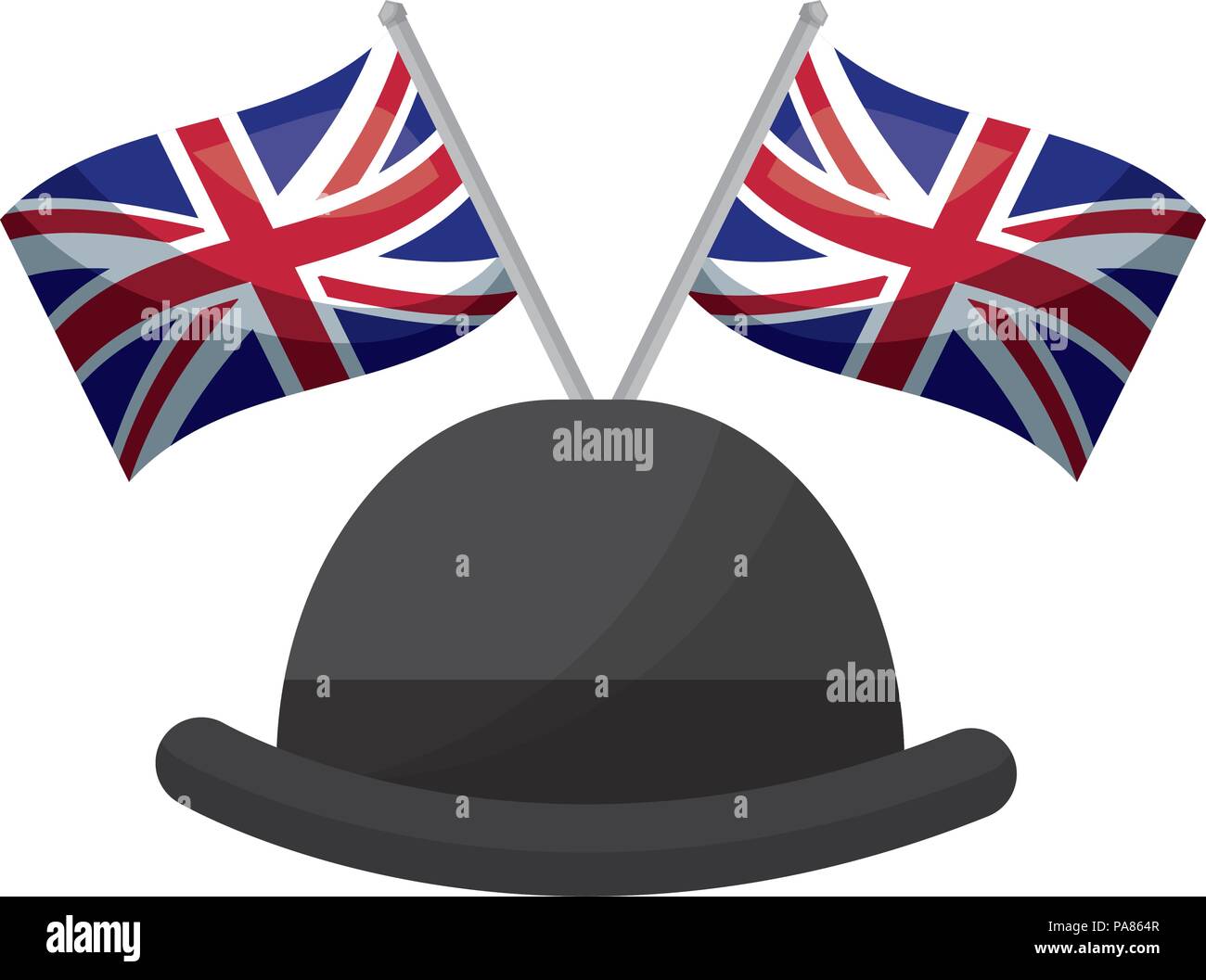 gentleman hat with flags of great britain vector illustration design ...