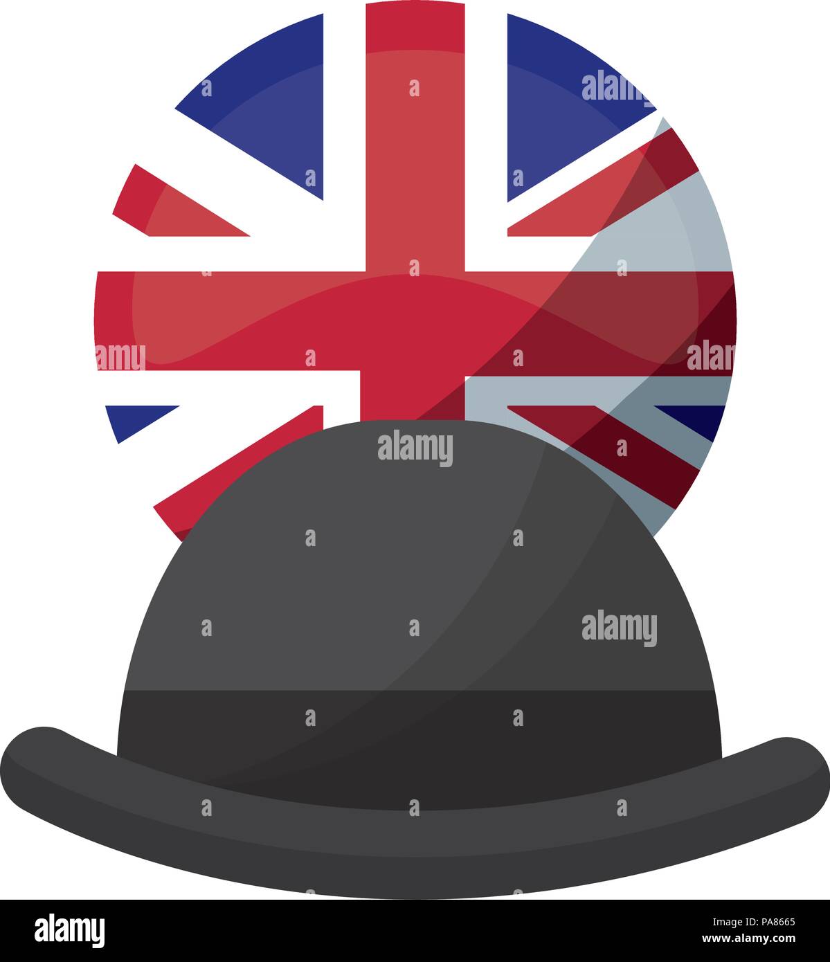 gentleman hat with emblem of flag great britain vector illustration ...