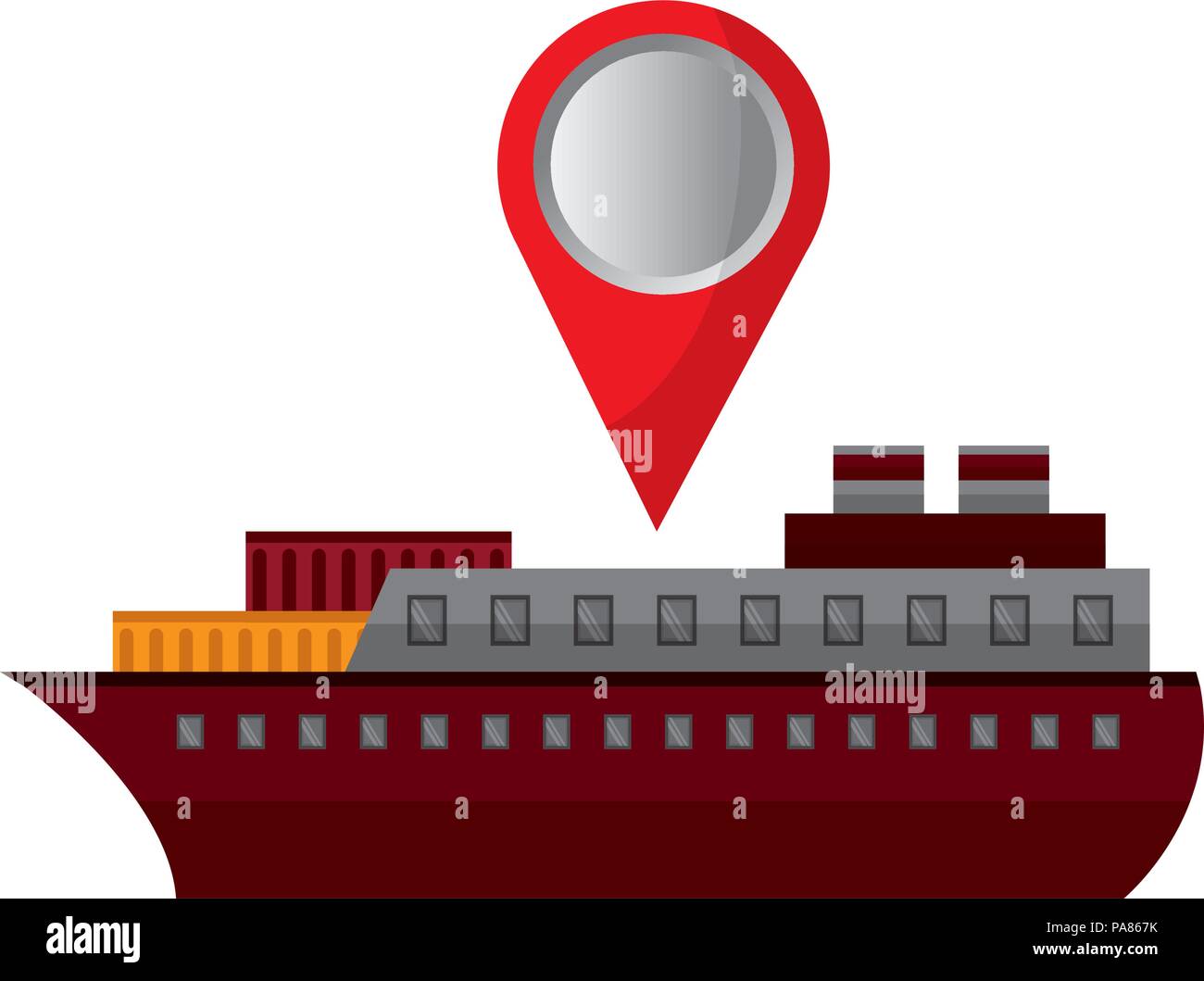 ship boat with pin location vector illustration design Stock Vector ...